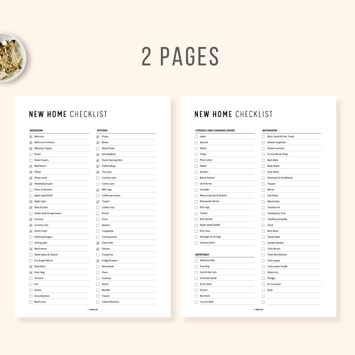 New House Checklist Template - M475 – mrsneat