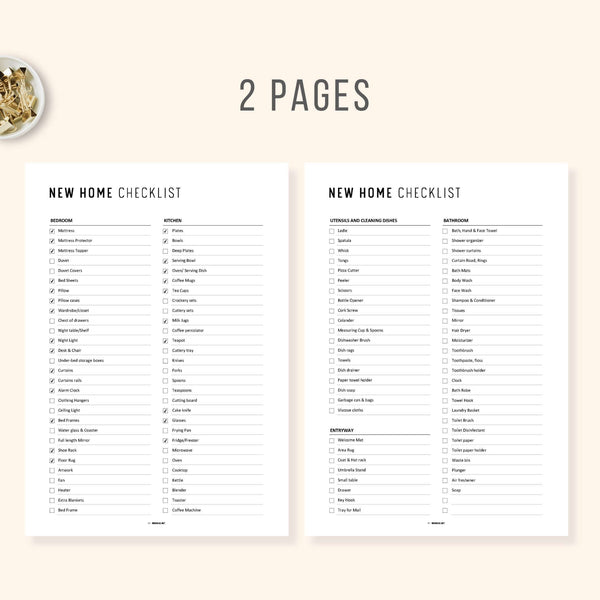 New House Checklist Template - M475 – mrsneat