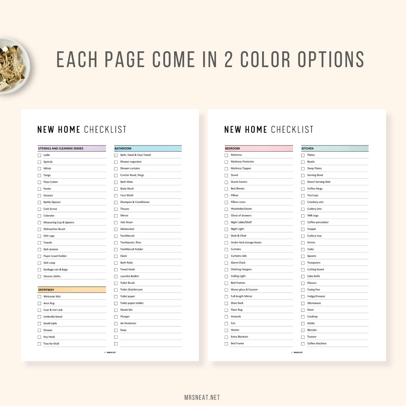 New House Checklist Template - M475 – mrsneat
