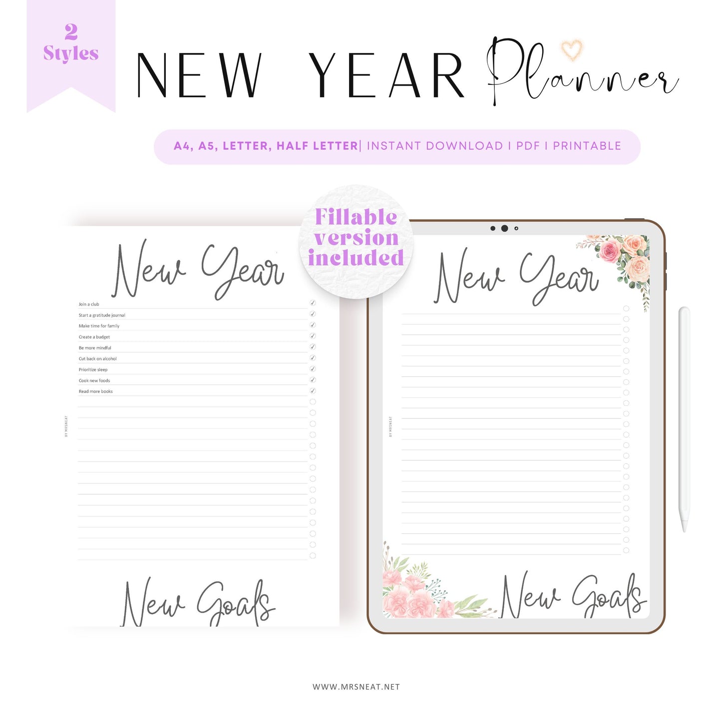New Year New Goals Planner - M512 – mrsneat