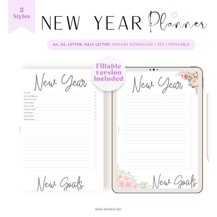 New Year New Goals Planner - M512 – mrsneat