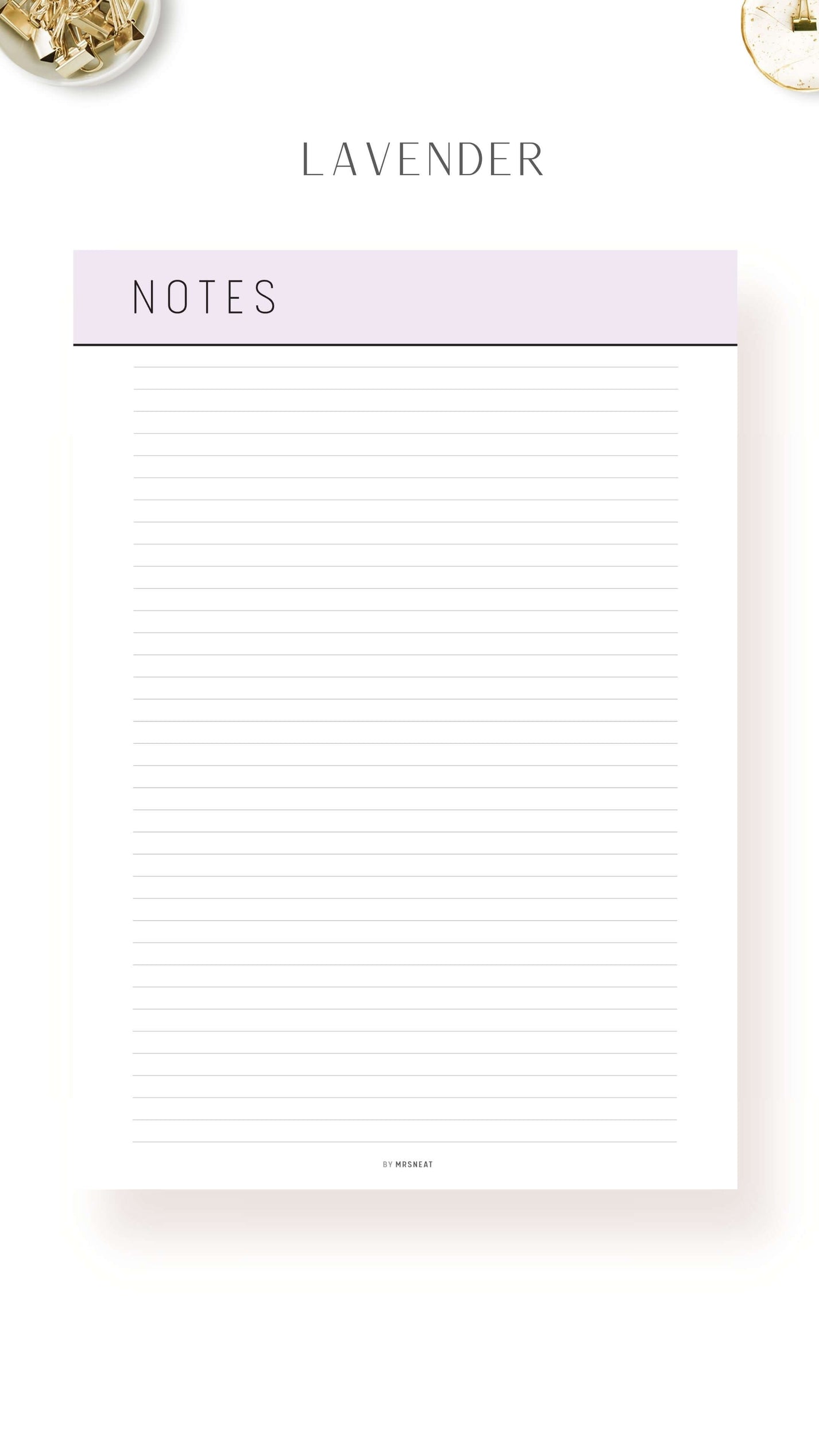 Printable Notes Page Template - M254 – mrsneat