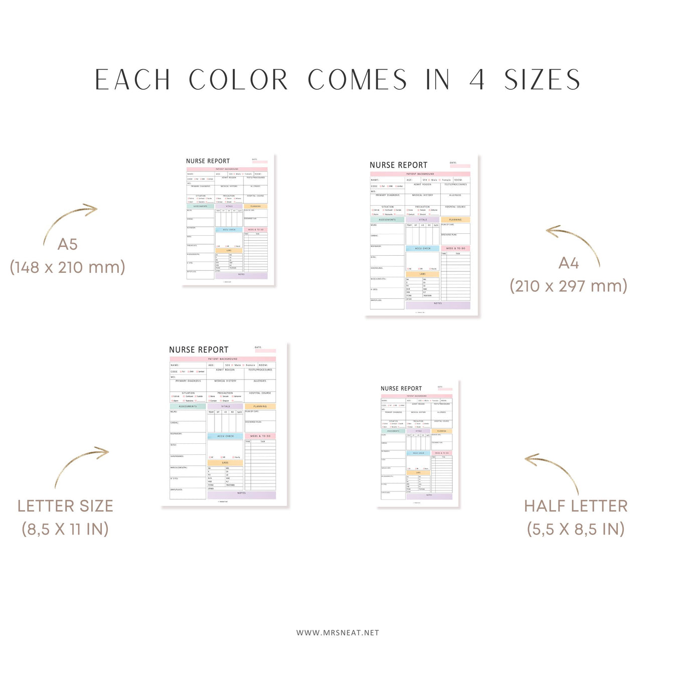 Editable Nurse Report Sheet Printable - M534 – mrsneat