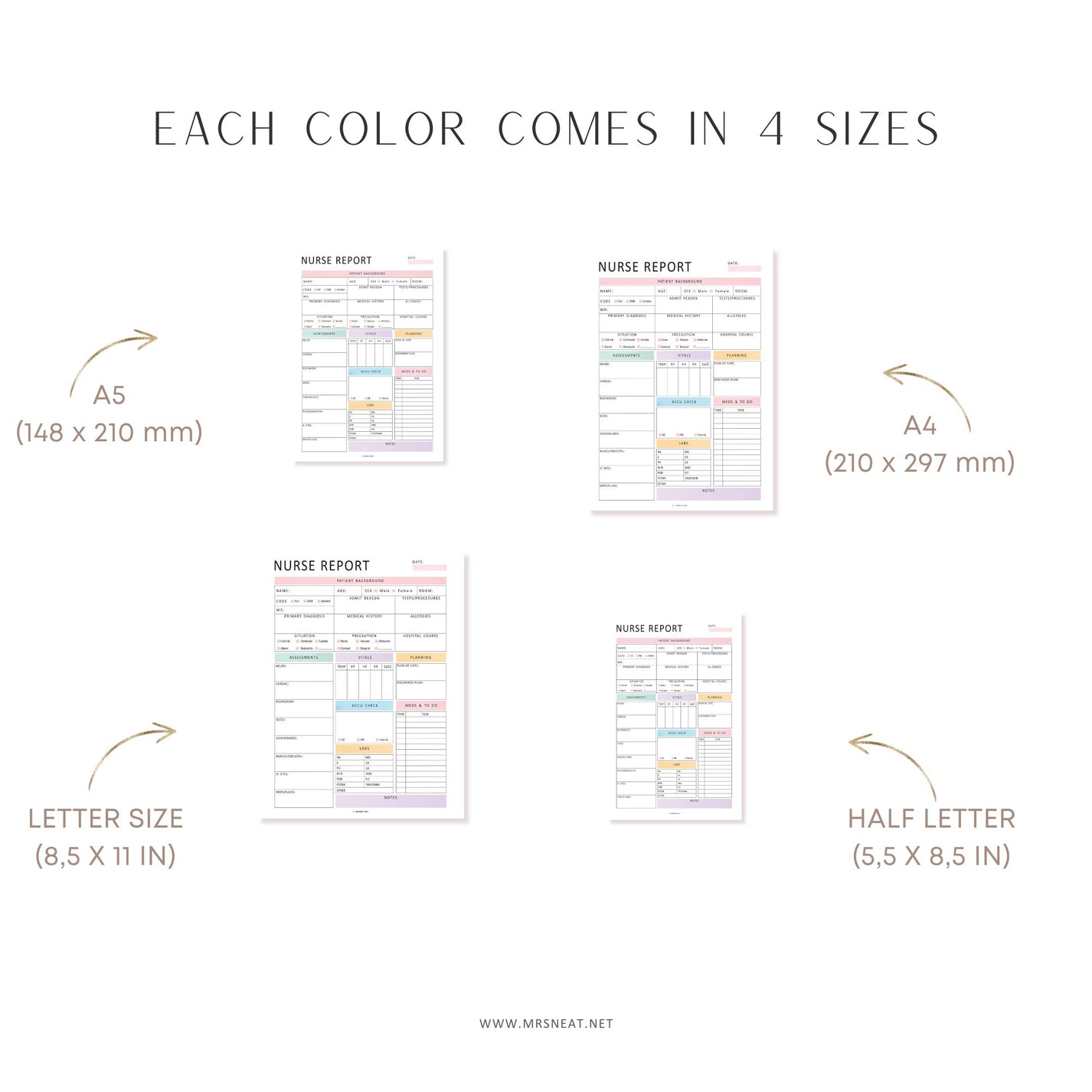 Editable Nurse Report Sheet Printable - M534 – mrsneat