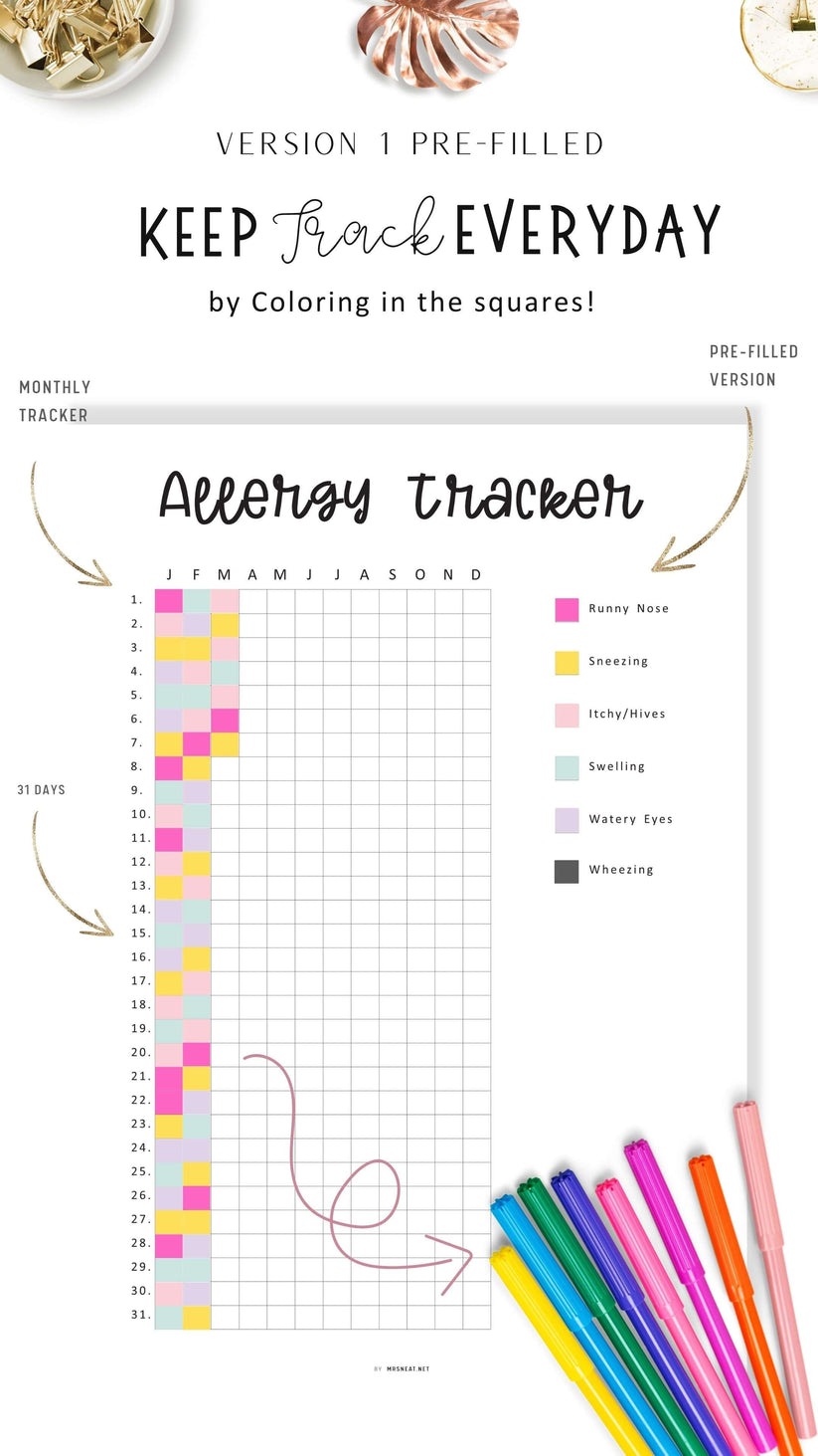 Allergy Tracker Template Printable – mrsneat