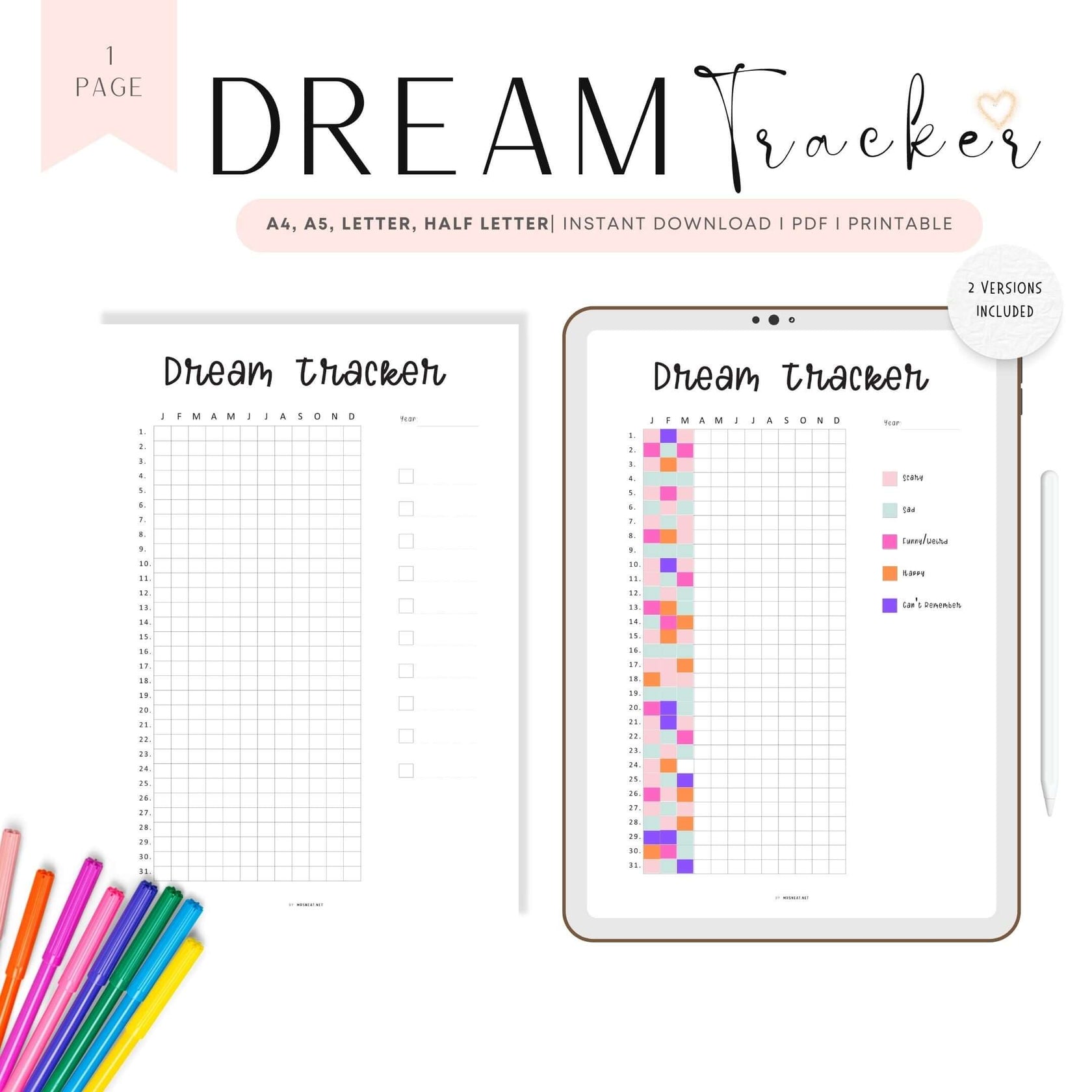 One Year Dream Tracker Journal - M353 – mrsneat