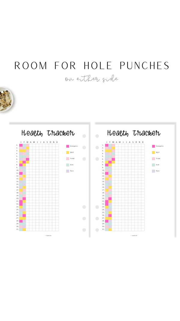 One Year Health Tracker Printable - M339 – mrsneat