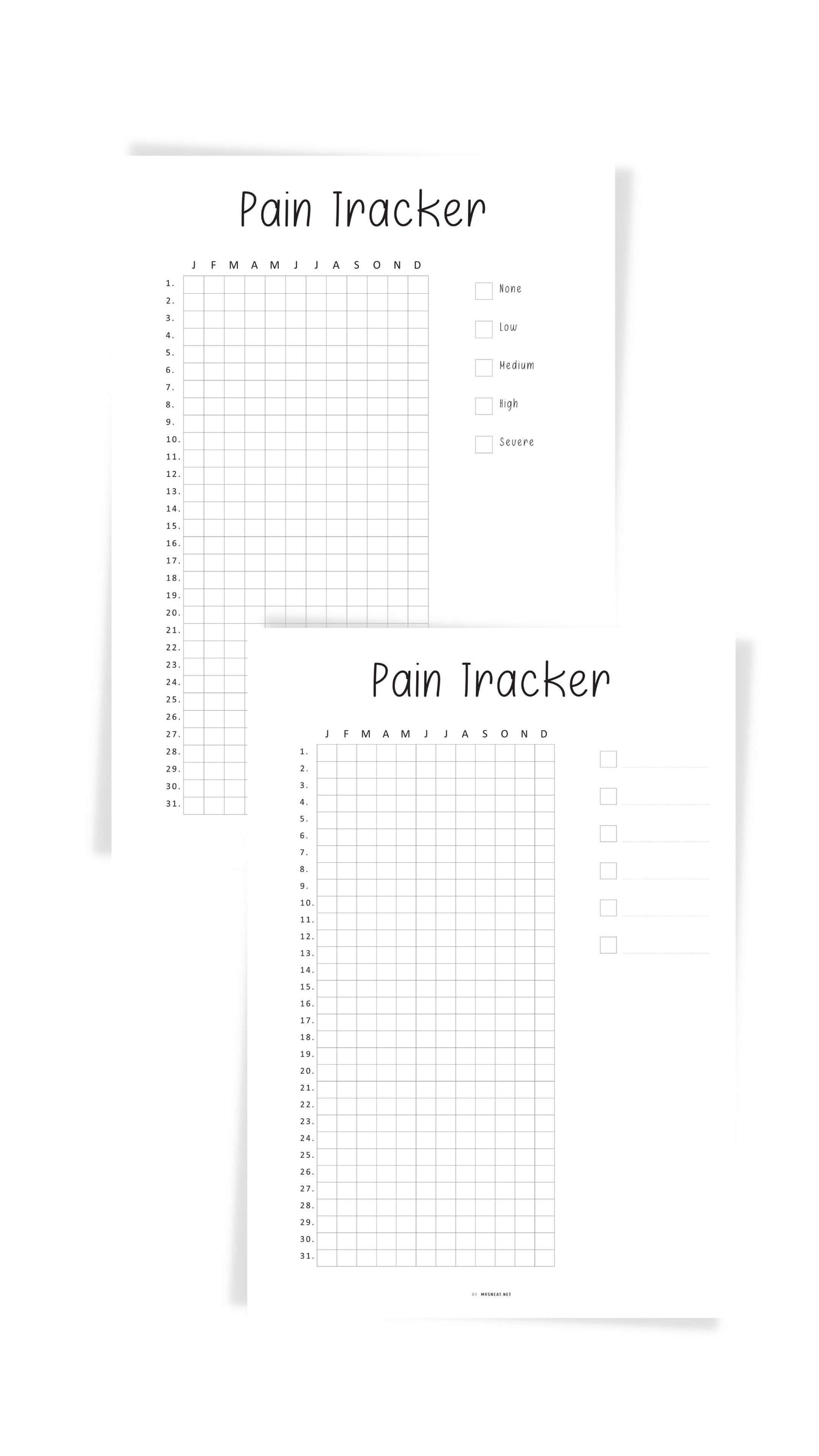 Pain Tracker Template Printable - M343 – mrsneat