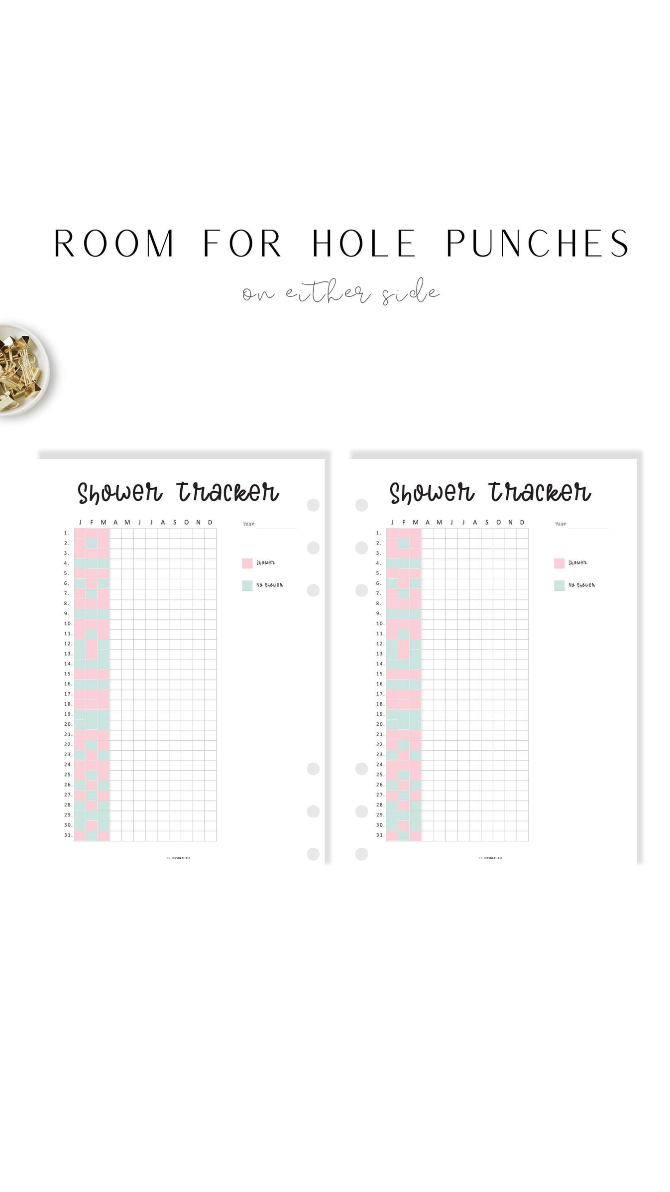 One Year Shower Tracker Template – mrsneat