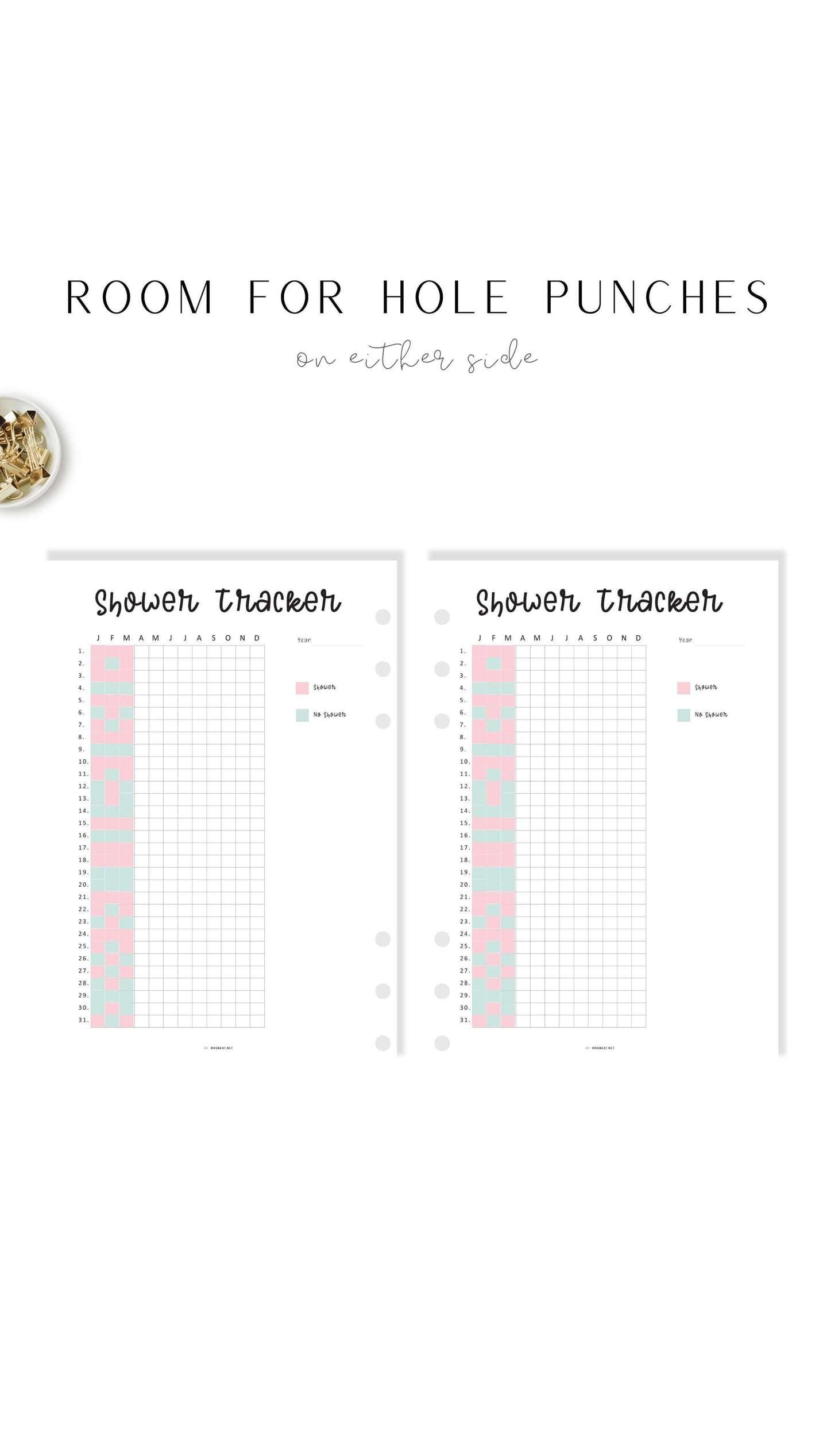 One Year Shower Tracker Template - M352 – mrsneat
