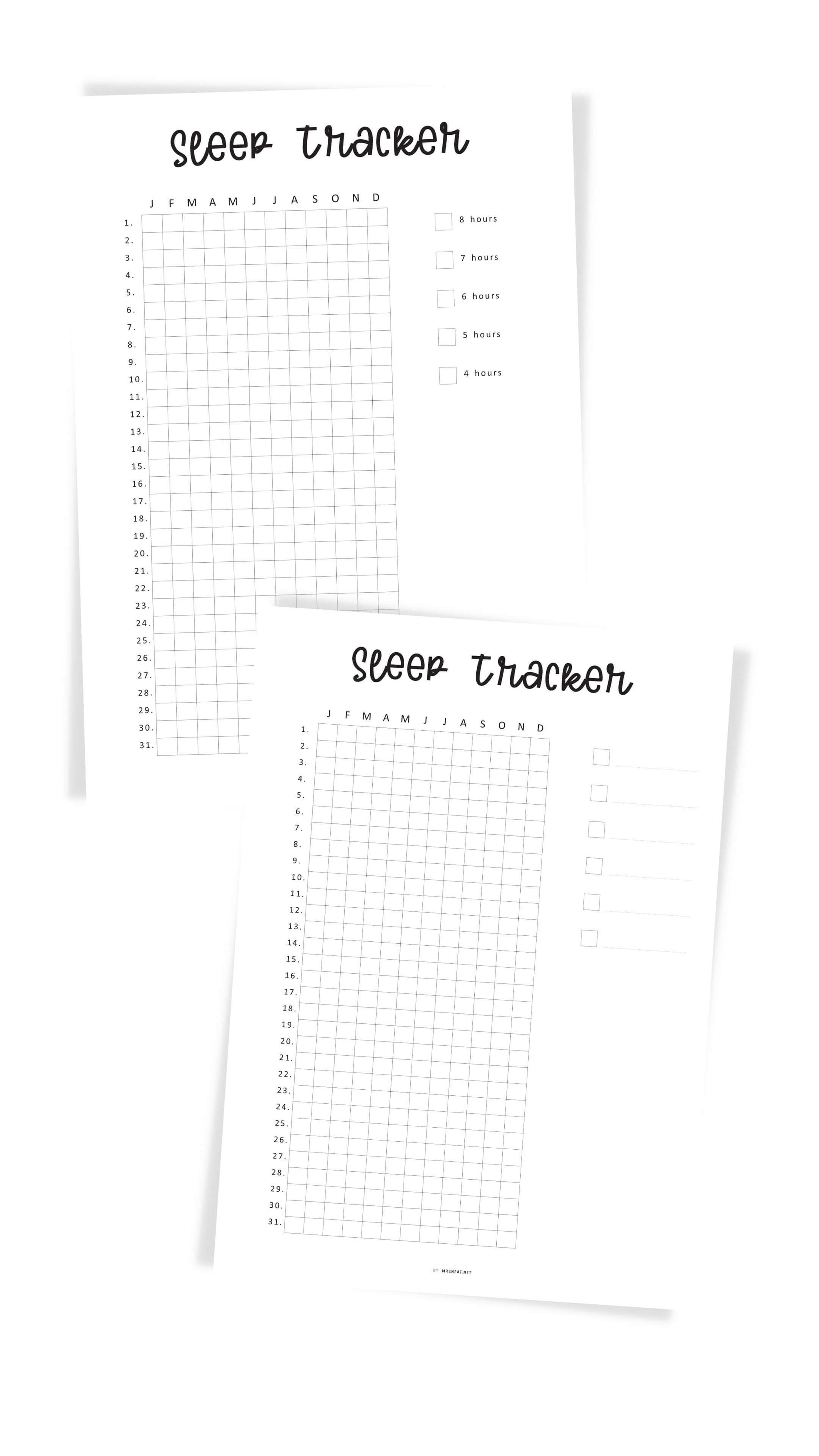 One Year Sleep Tracker Printable – mrsneat