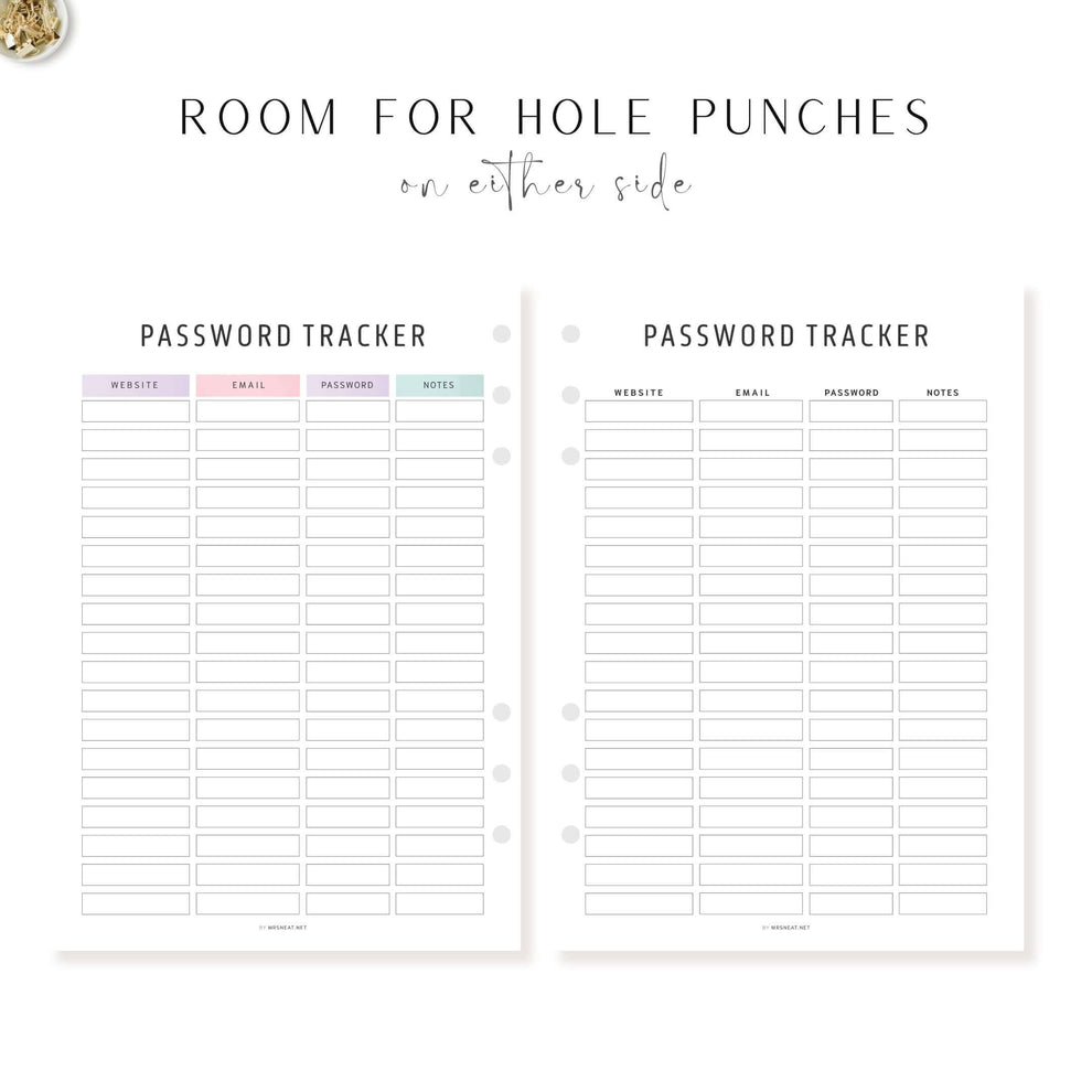 FILLABLE Password Tracker Template PRINTABLE - M483 – mrsneat
