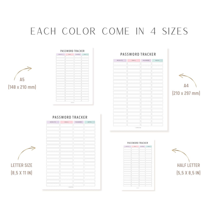 Editable Password Tracker Template - M483 – mrsneat