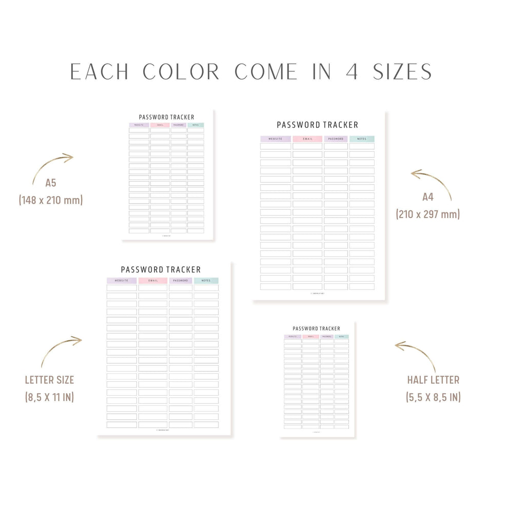 Editable Password Tracker Template - M483 – mrsneat