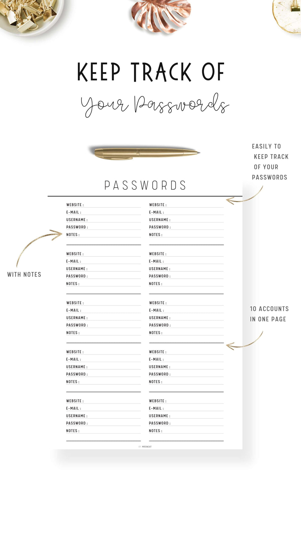 Password Tracker Template Printable – mrsneat