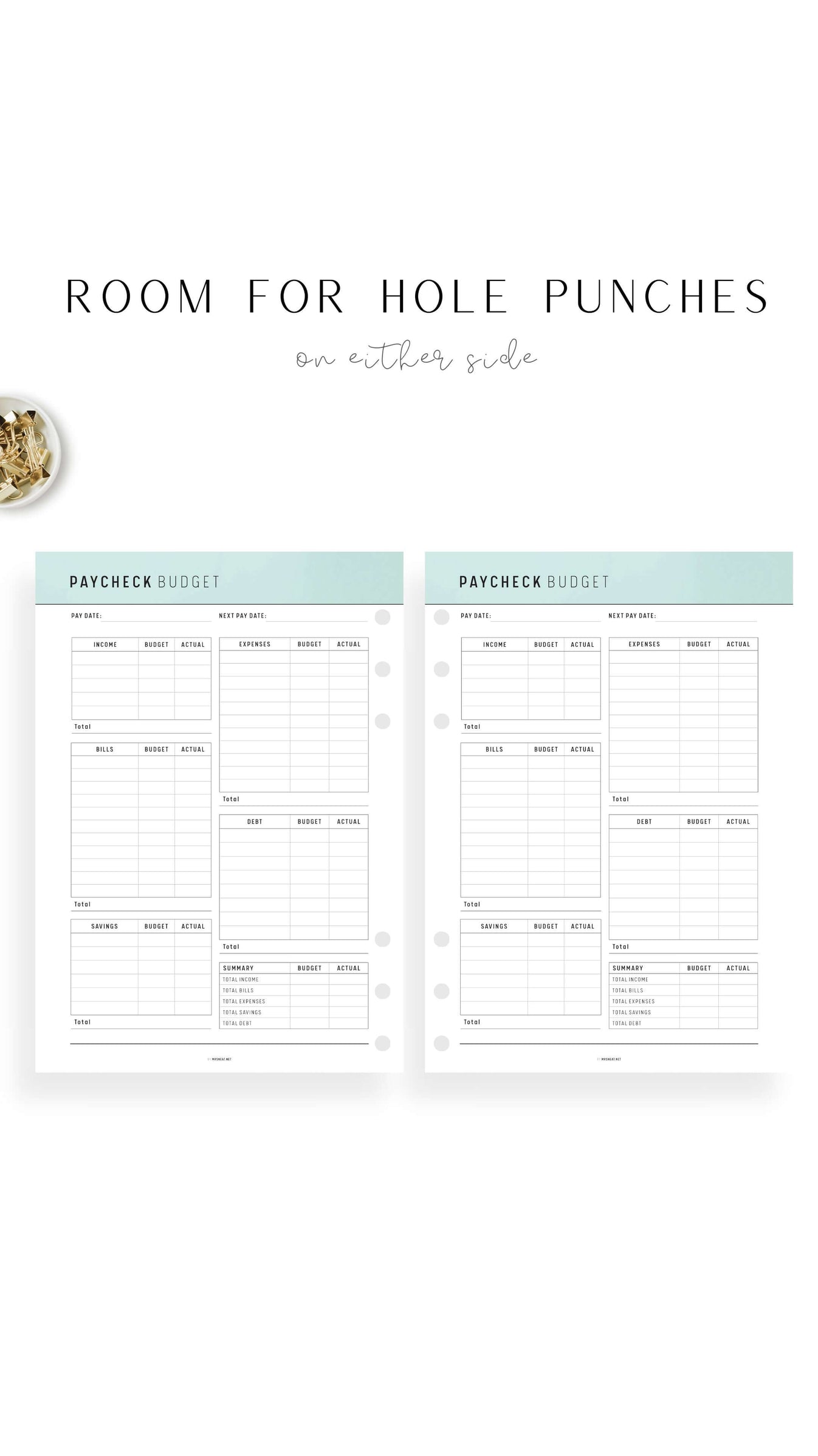 PRINTABLE Paycheck Budget Template Vol.02, 6 Colors - M304 – mrsneat
