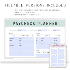 Paycheck Budget Template PRINTABLE - M417 – mrsneat