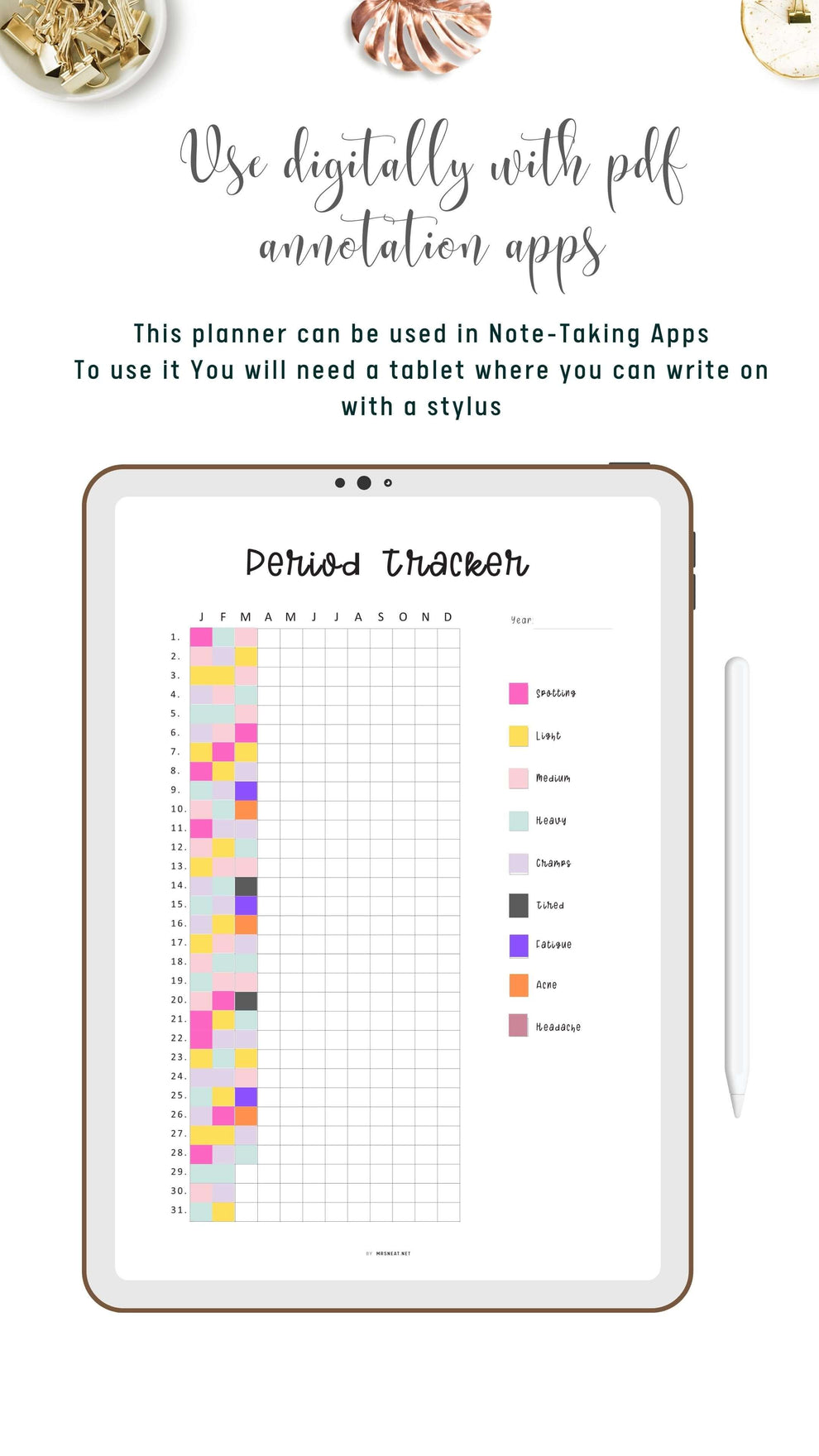 One Year Period Tracker Template – mrsneat