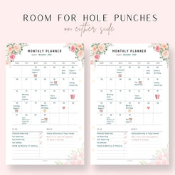 Pink Floral Daily, Weekly, Monthly Planner Printable - M239 – mrsneat