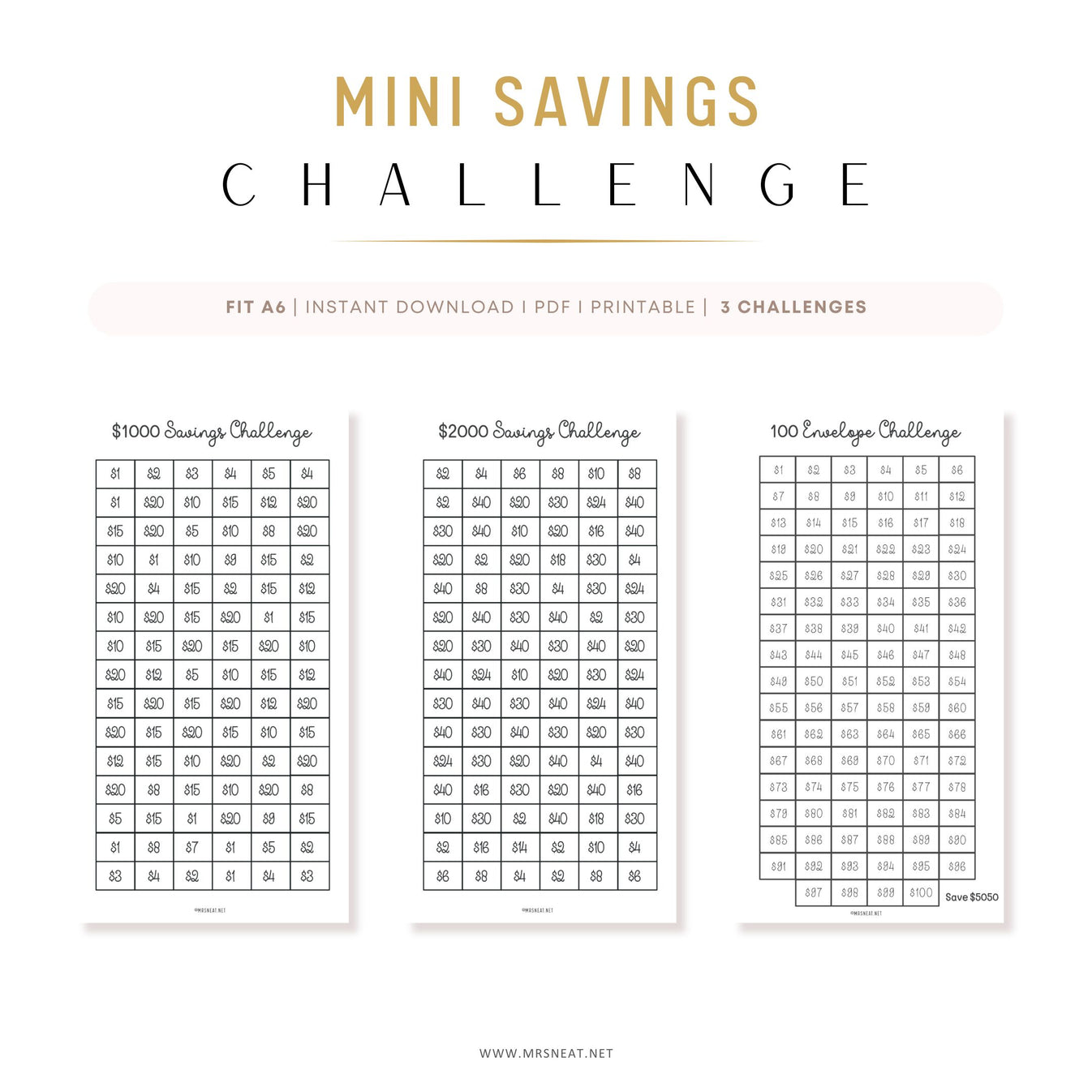 PRINTABLE 2000, 1000 Dollar Savings Challenge & 100 Envelope Challenge ...