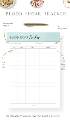 Printable Blood Sugar Tracker - M315 – mrsneat