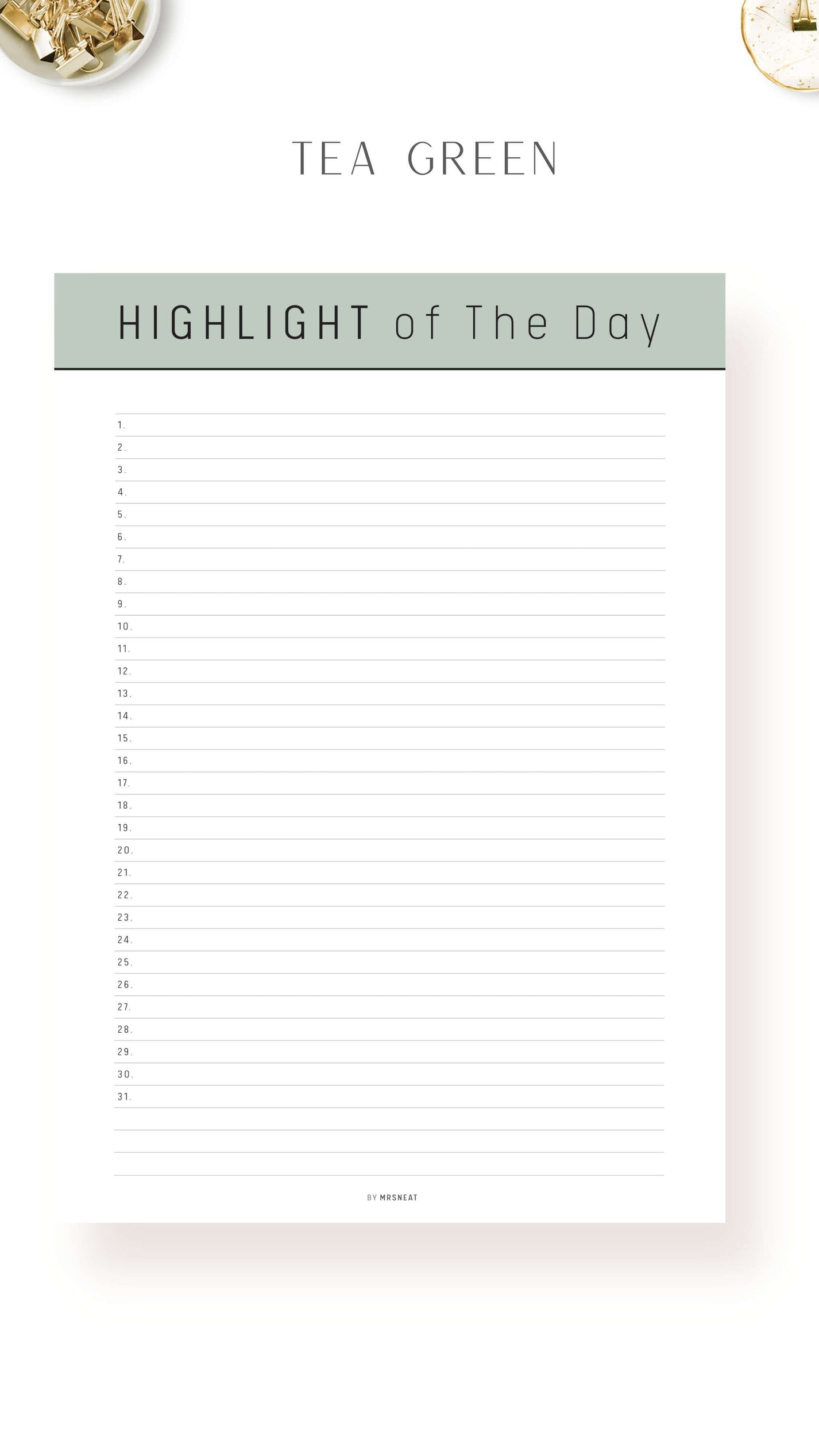 Printable Highlight of The Day Template - M259 – mrsneat