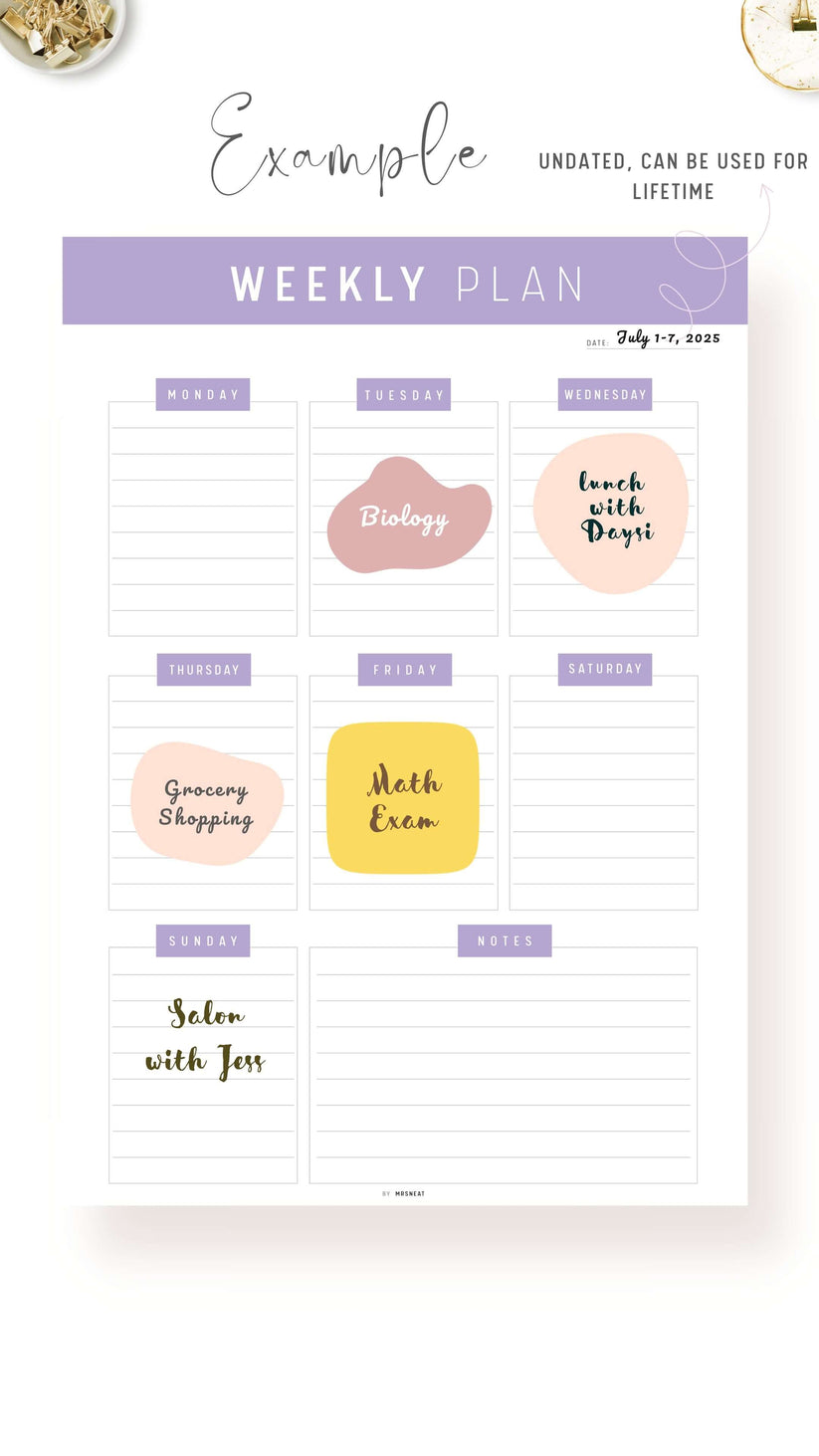 Printable Weekly Planner Pdf - M256 – mrsneat