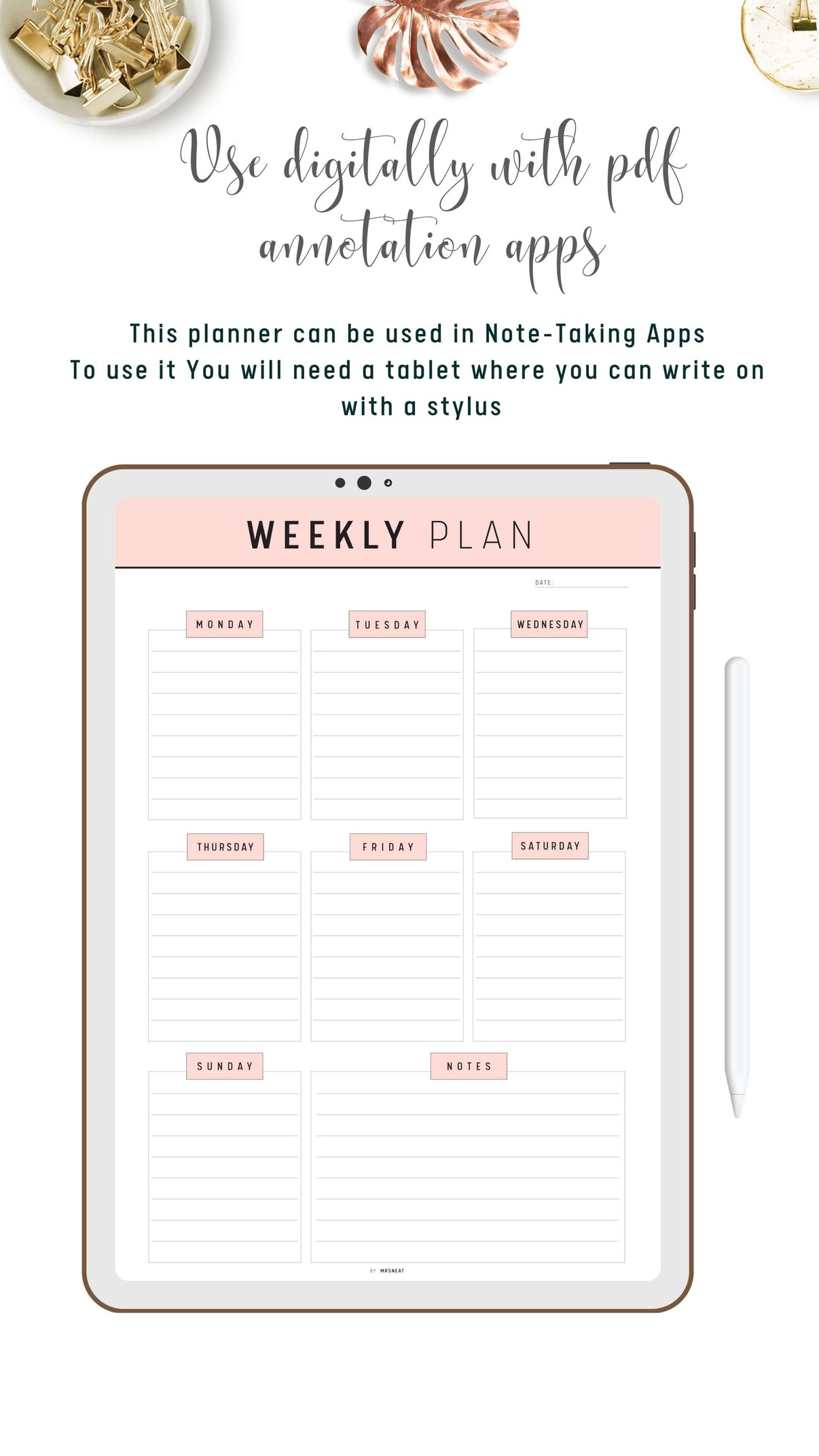 Printable Weekly Planner Pdf - M256 – mrsneat