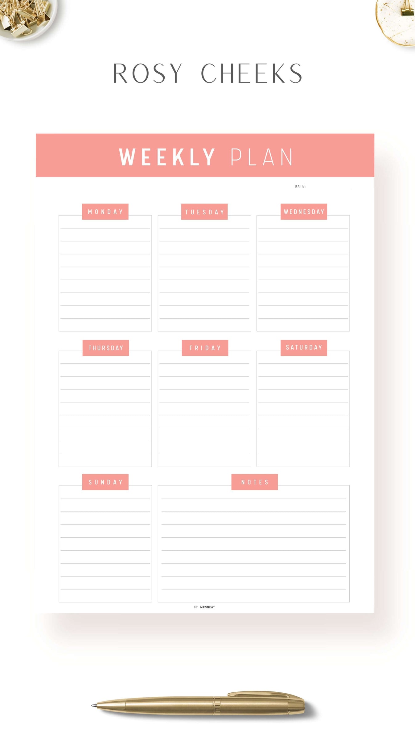 Printable Weekly Planner Pdf – mrsneat