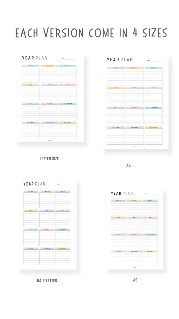 PRINTABLE Yearly Planner Template - M408 – mrsneat