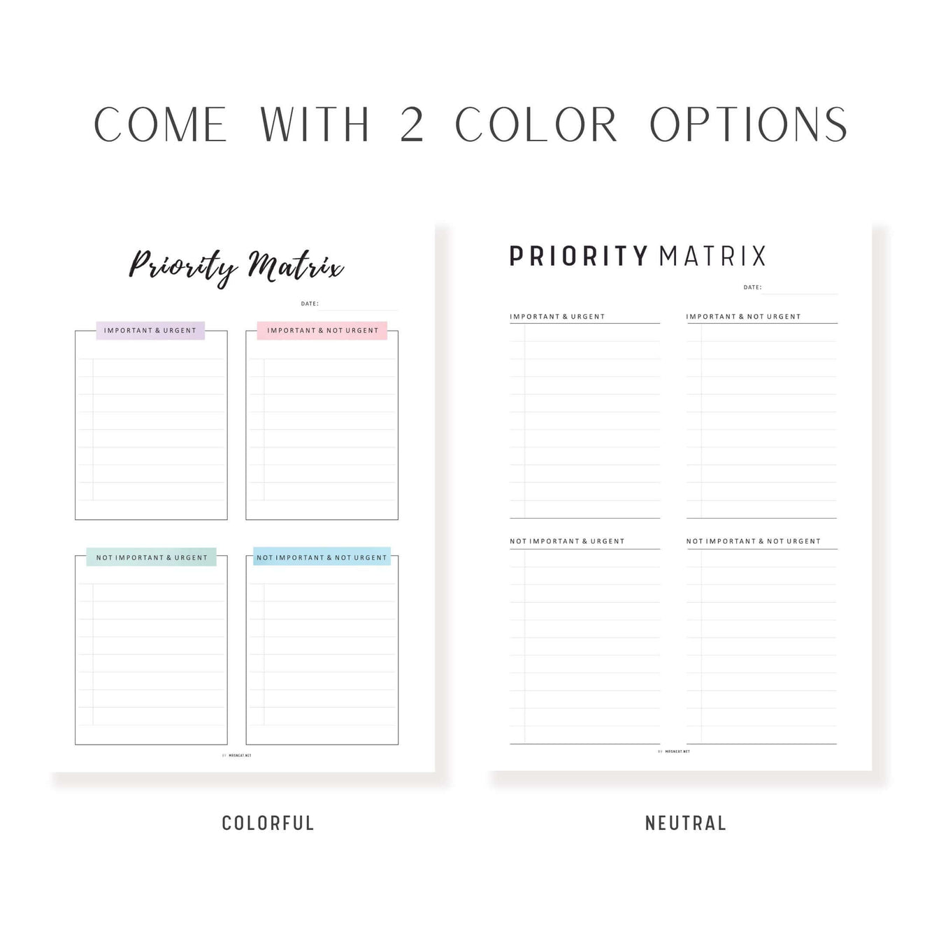 Priority Matrix and Planner Template - M460 – mrsneat