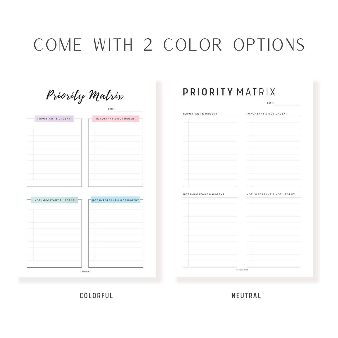 Priority Matrix and Planner Template - M460 – mrsneat
