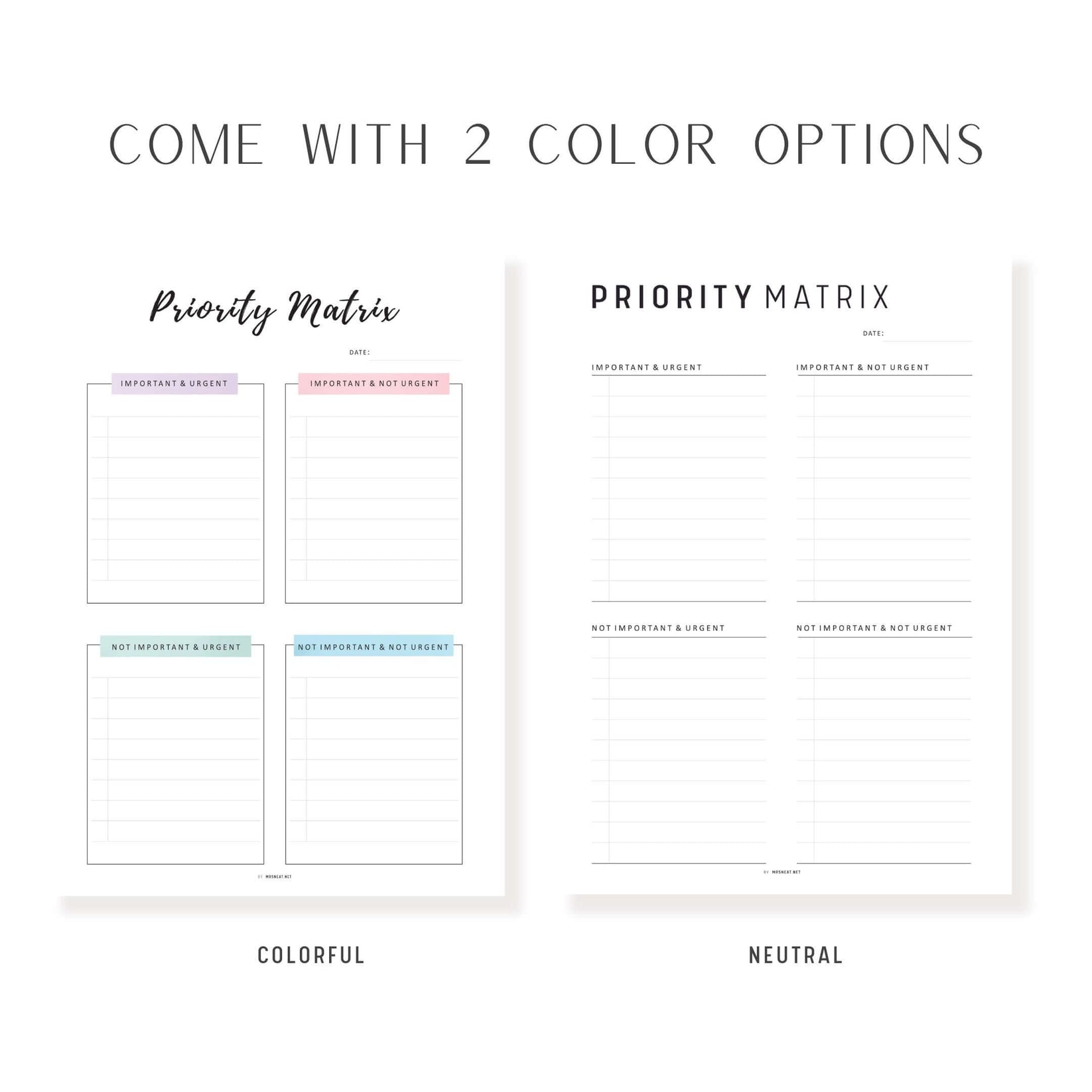 Priority Matrix and Planner Template - M460 – mrsneat