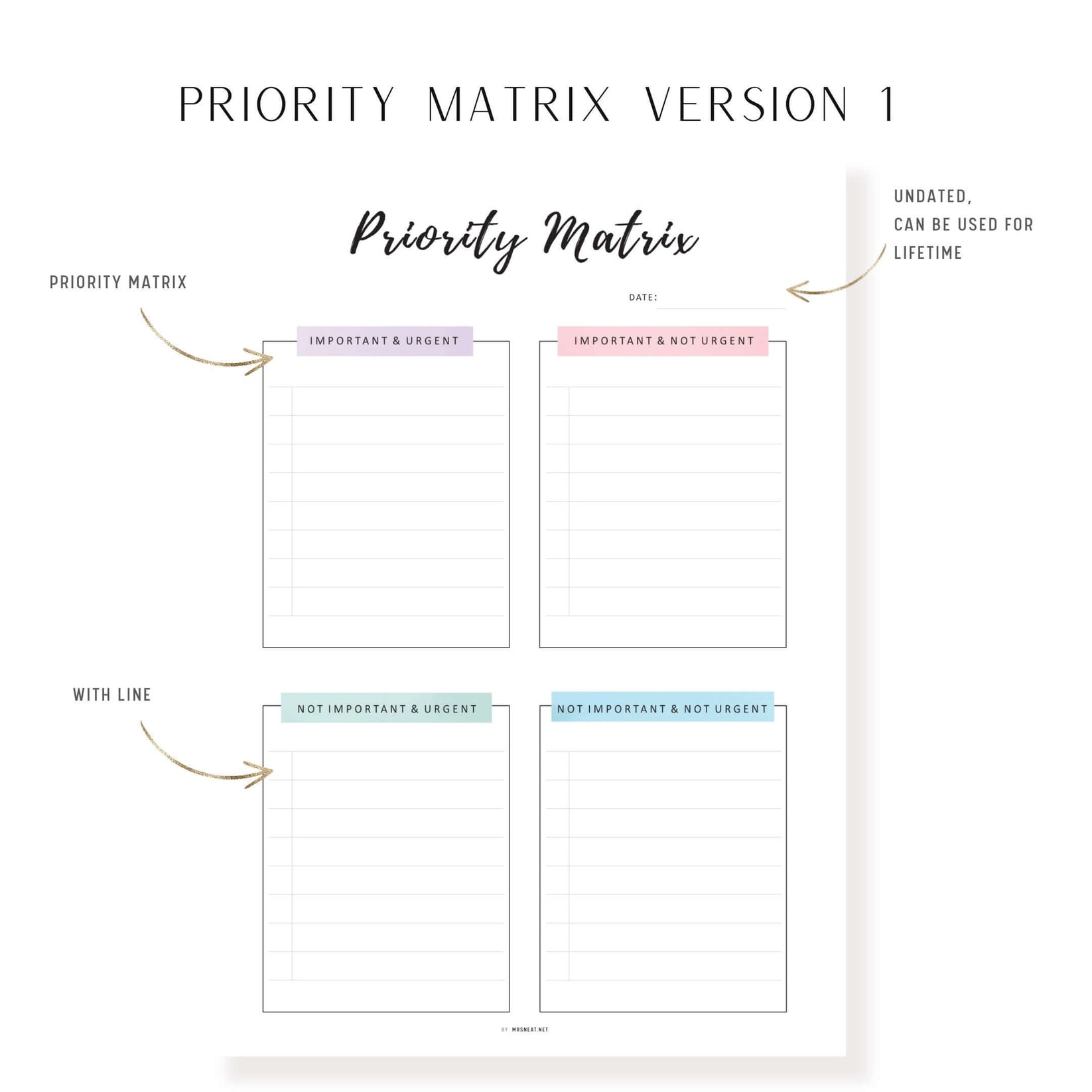 Priority Matrix and Planner Template - M460 – mrsneat