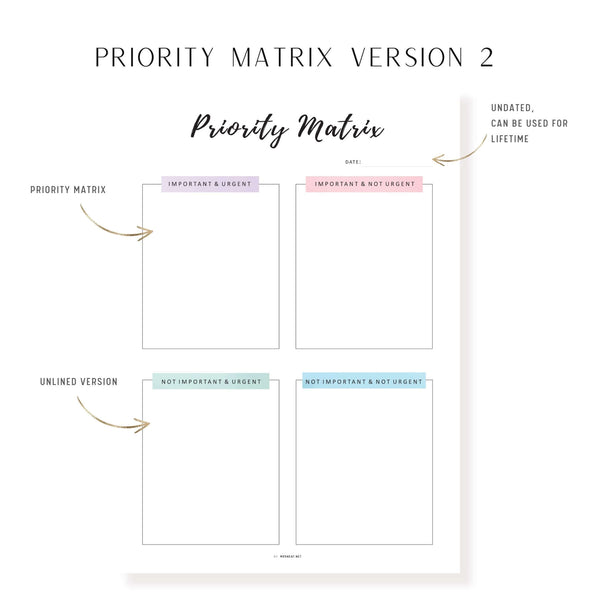 Priority Matrix and Planner Template - M460 – mrsneat