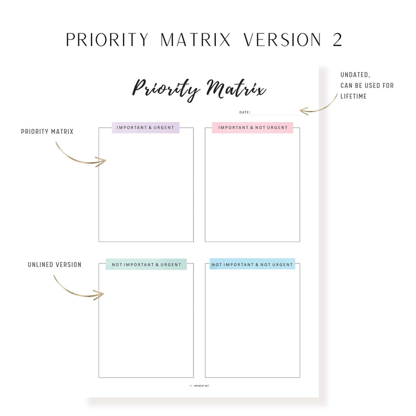Priority Matrix and Planner Template - M460 – mrsneat