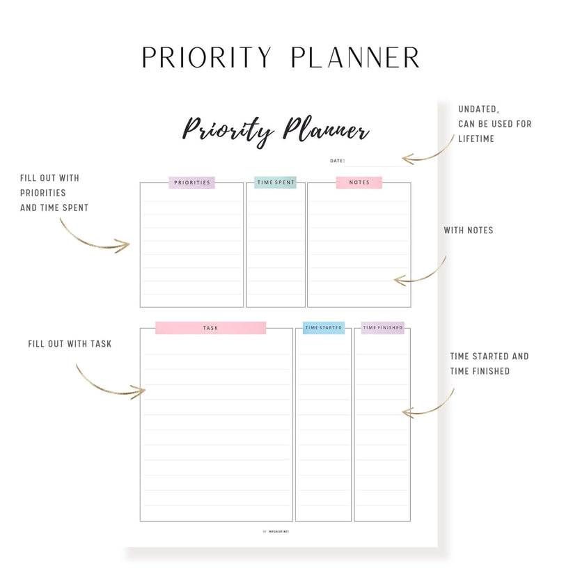 Priority Matrix and Planner Template - M460 – mrsneat