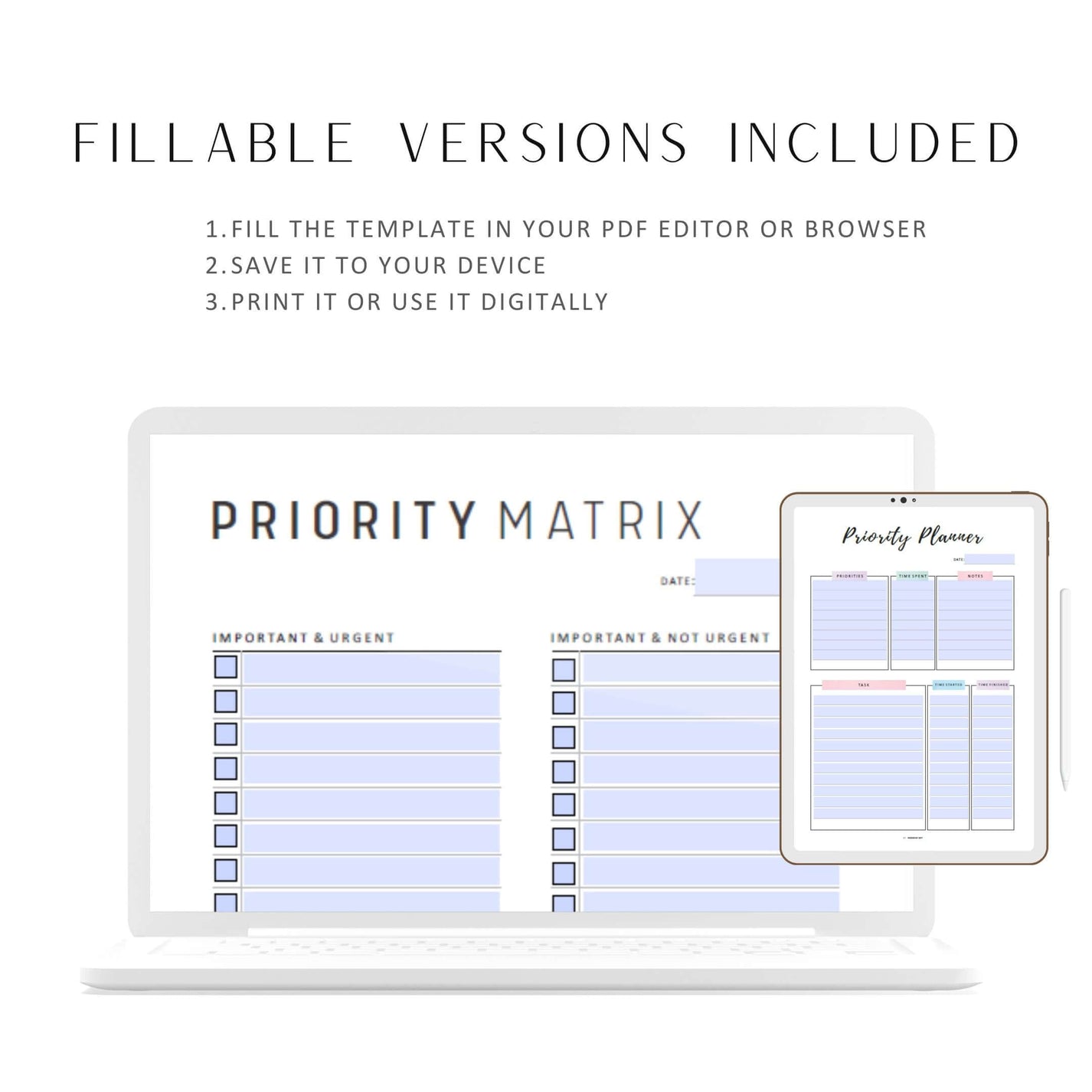 Priority Matrix and Planner Template - M460 – mrsneat