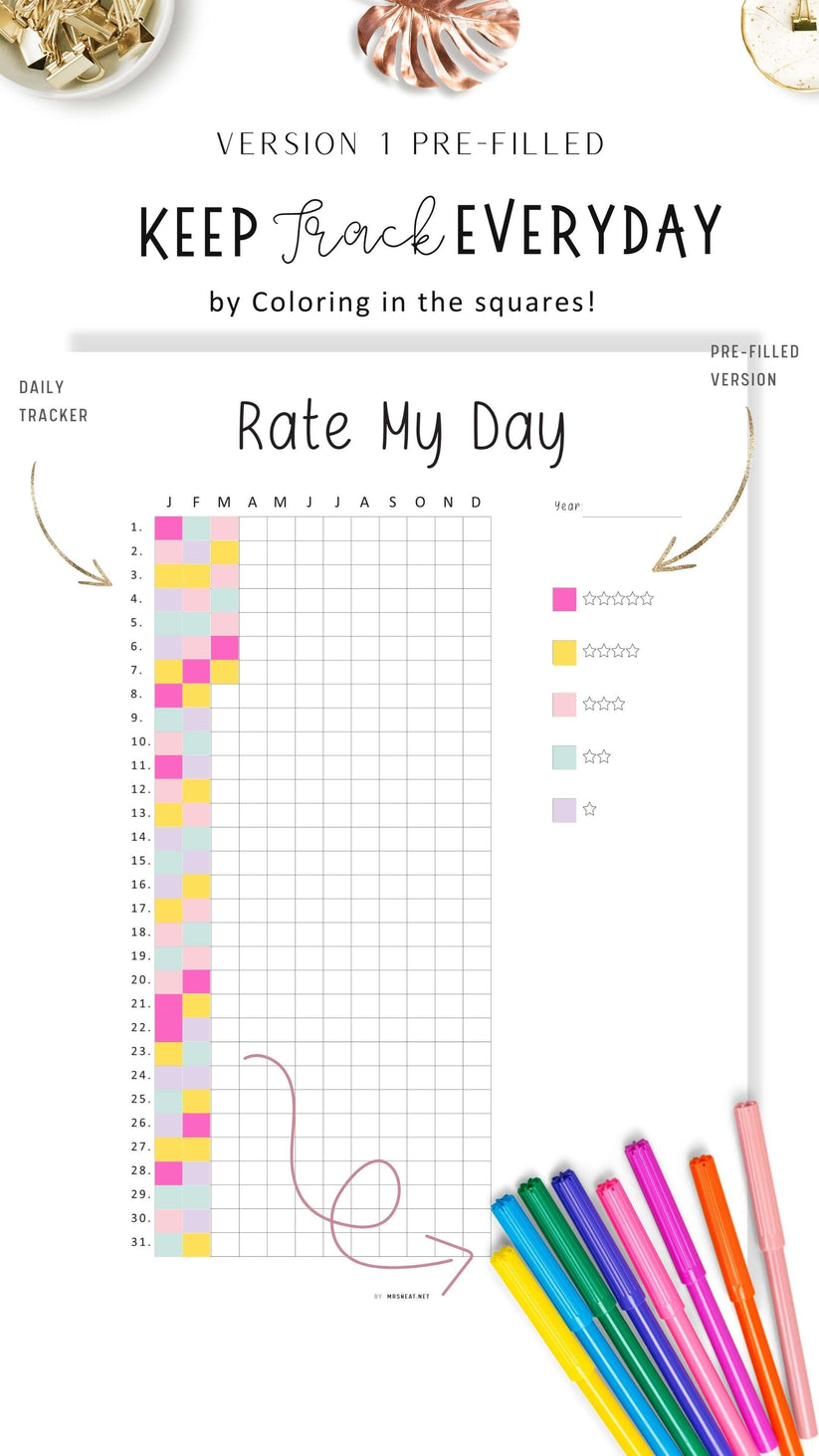 Rate My Day Tracker Printable – mrsneat