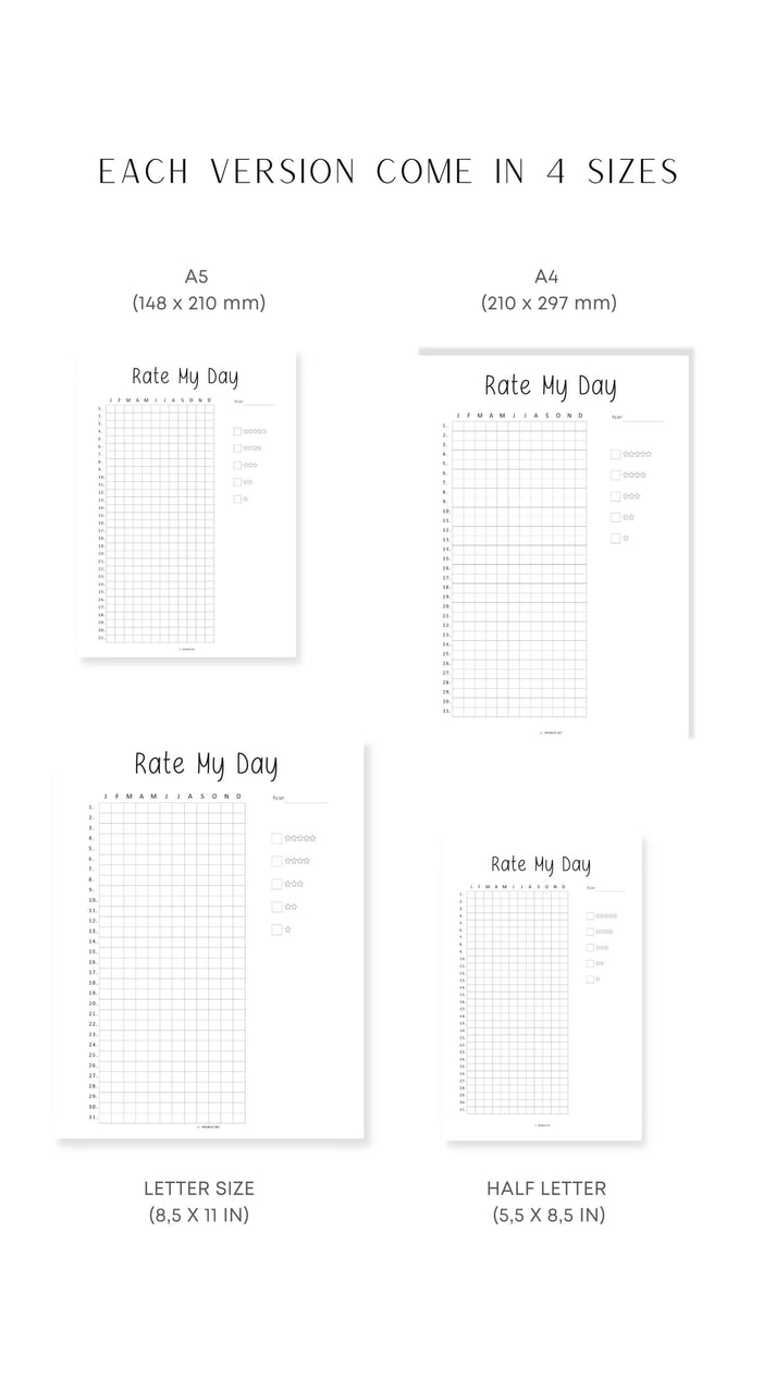Rate My Day Tracker Printable - M346 – mrsneat