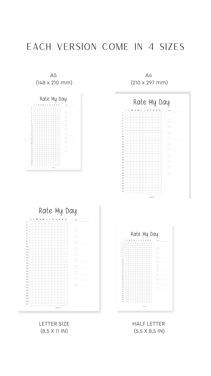 Rate My Day Tracker Printable - M346 – mrsneat
