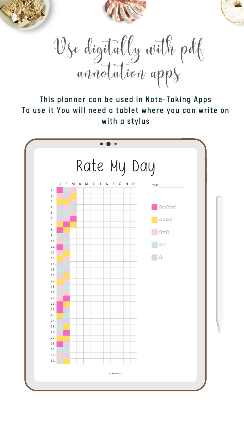 Rate My Day Tracker Printable - M346 – mrsneat