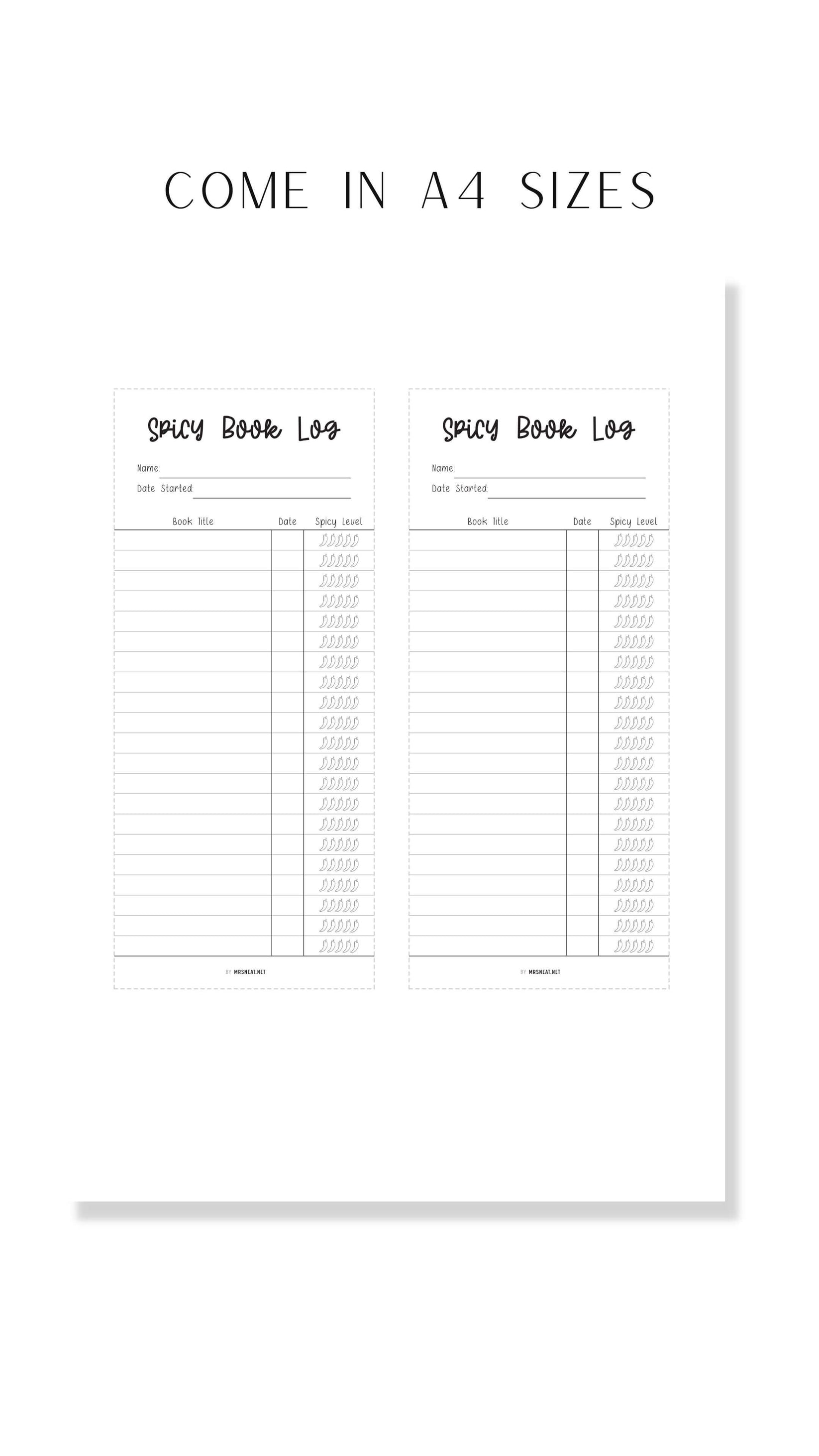 Reading List and Spicy Reading Log Bookmark - M370 – mrsneat