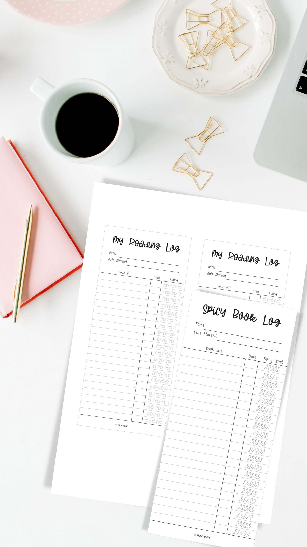 Reading List and Spicy Reading Log Bookmark - M370 – mrsneat