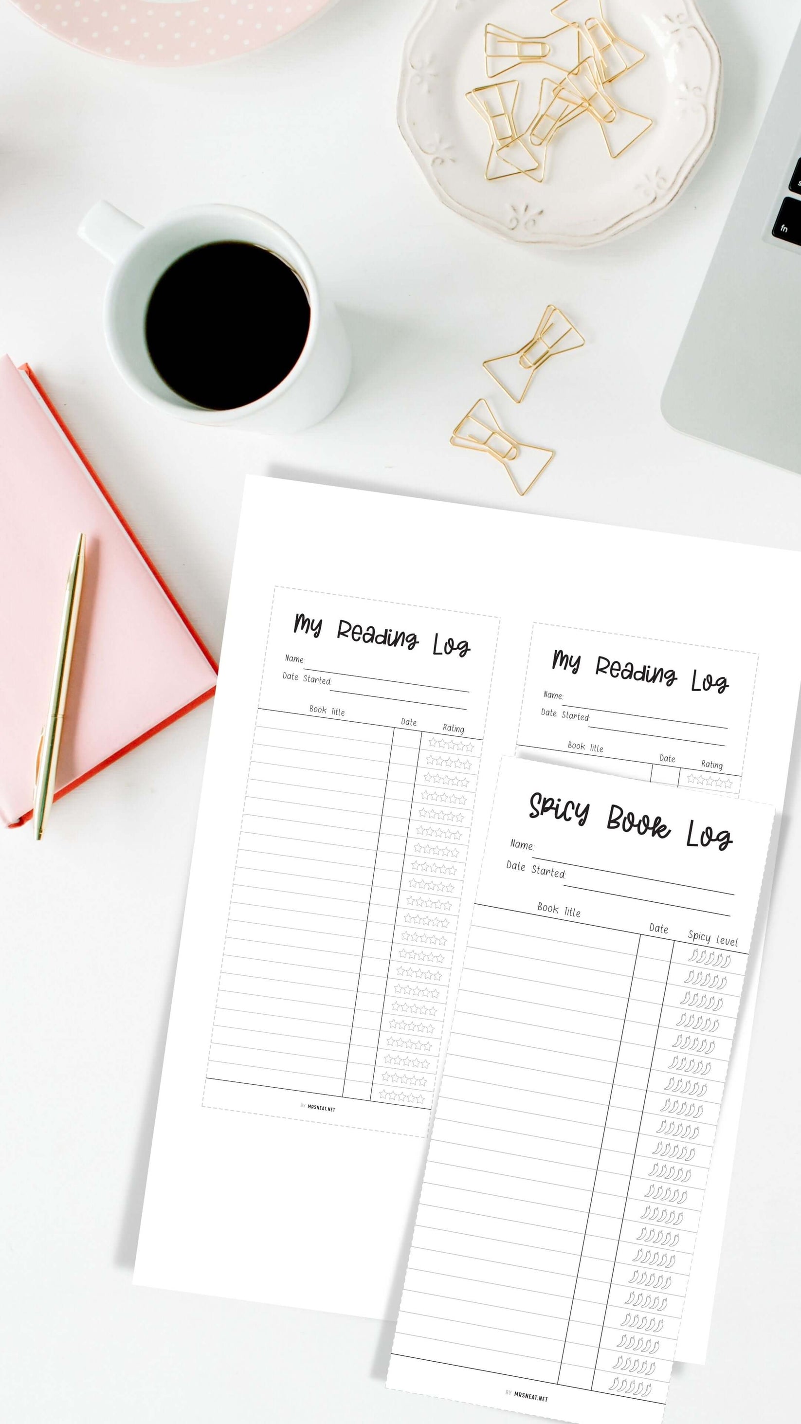 Reading List and Spicy Reading Log Bookmark - M370 – mrsneat