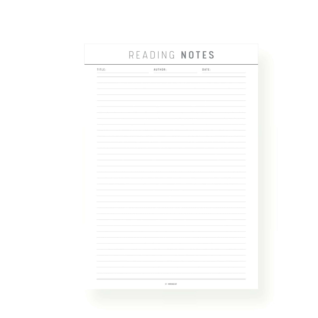 Reading Notes Template Printable - M231 – mrsneat