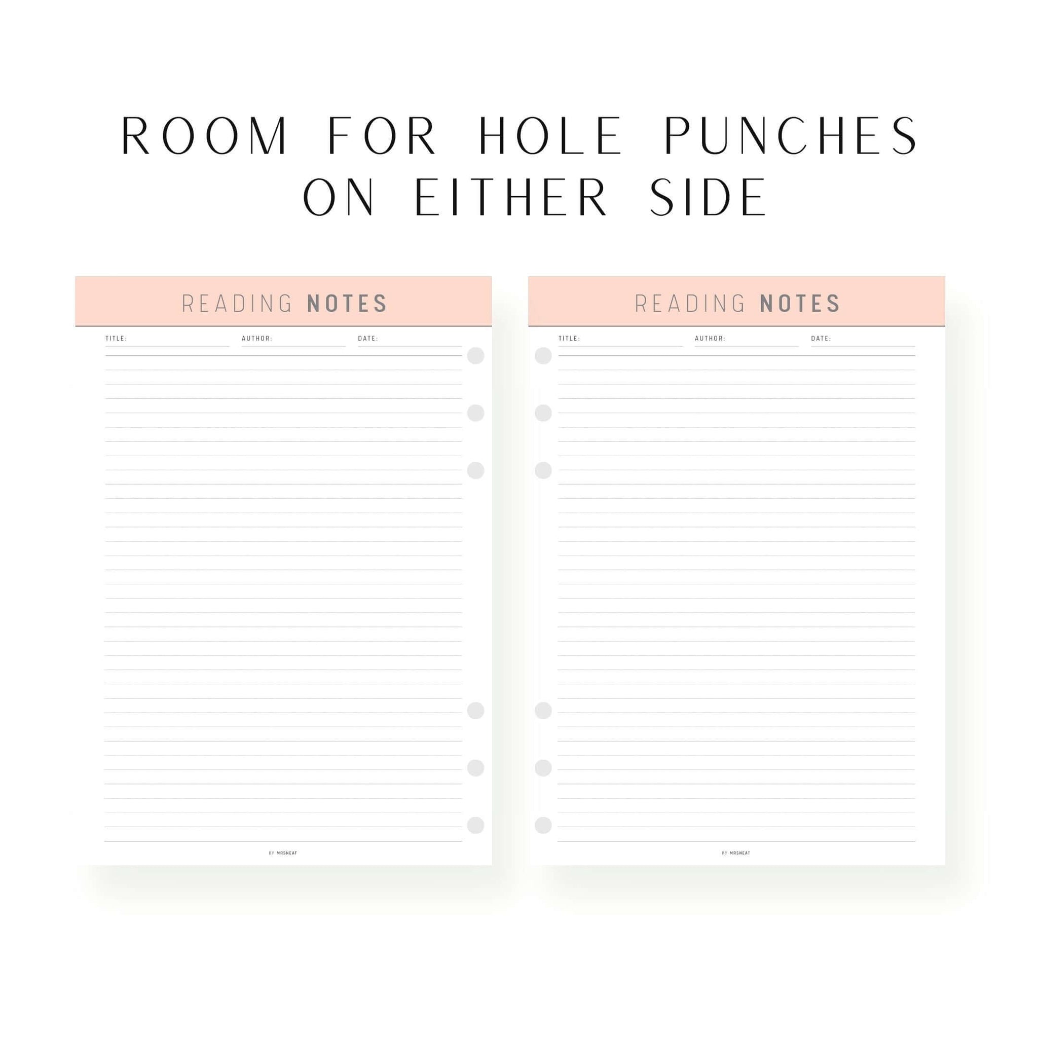 Reading Notes Template Printable – mrsneat