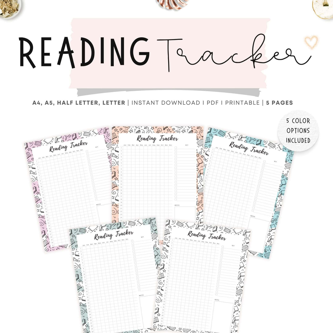 Reading Tracker Template Printable M429 – mrsneat