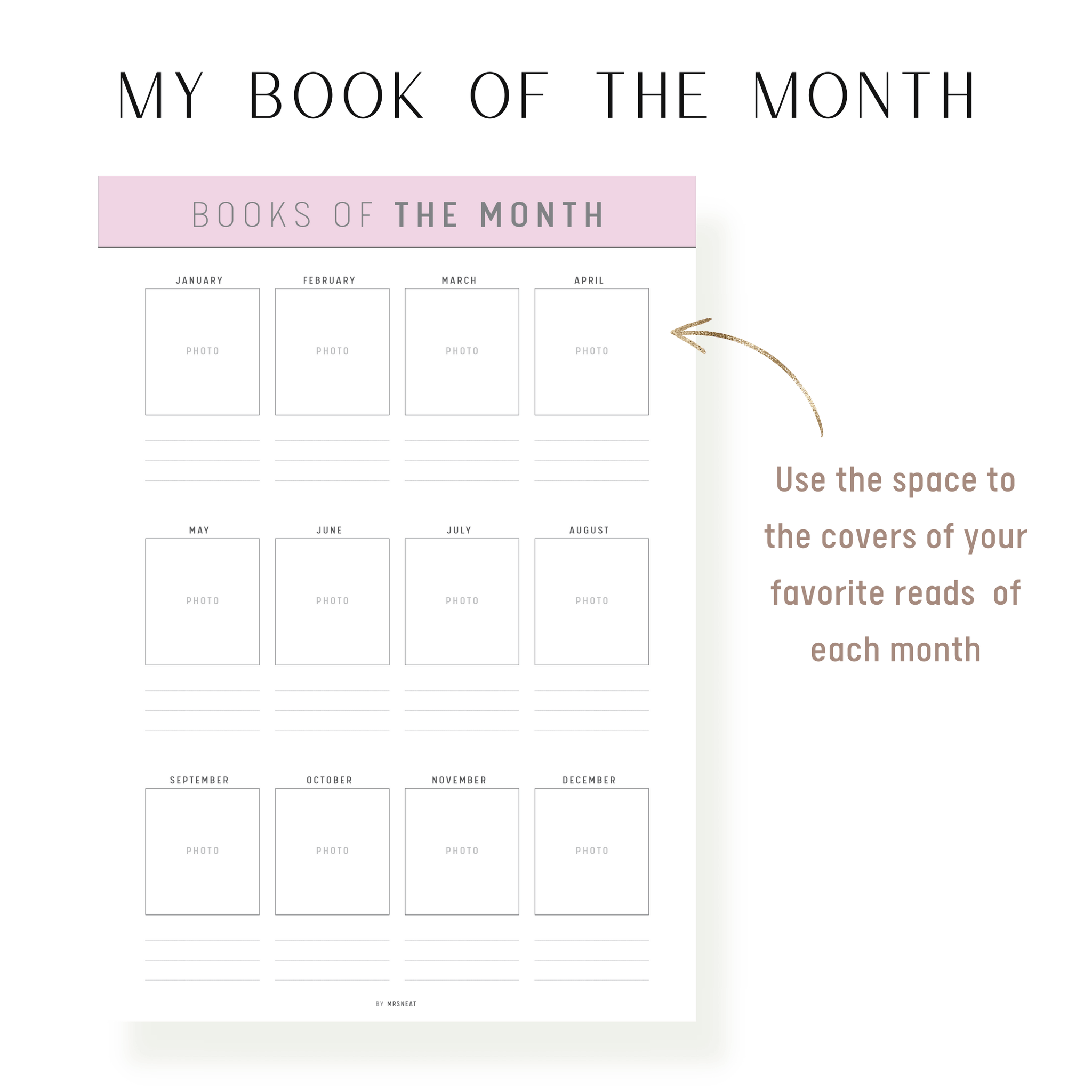 Book of the month Template and Reading Tracker Template Printable – mrsneat