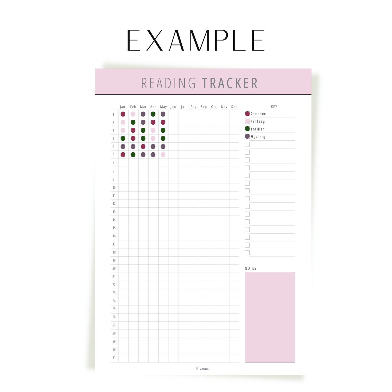 Book of the month Template and Reading Tracker Template Printable – mrsneat